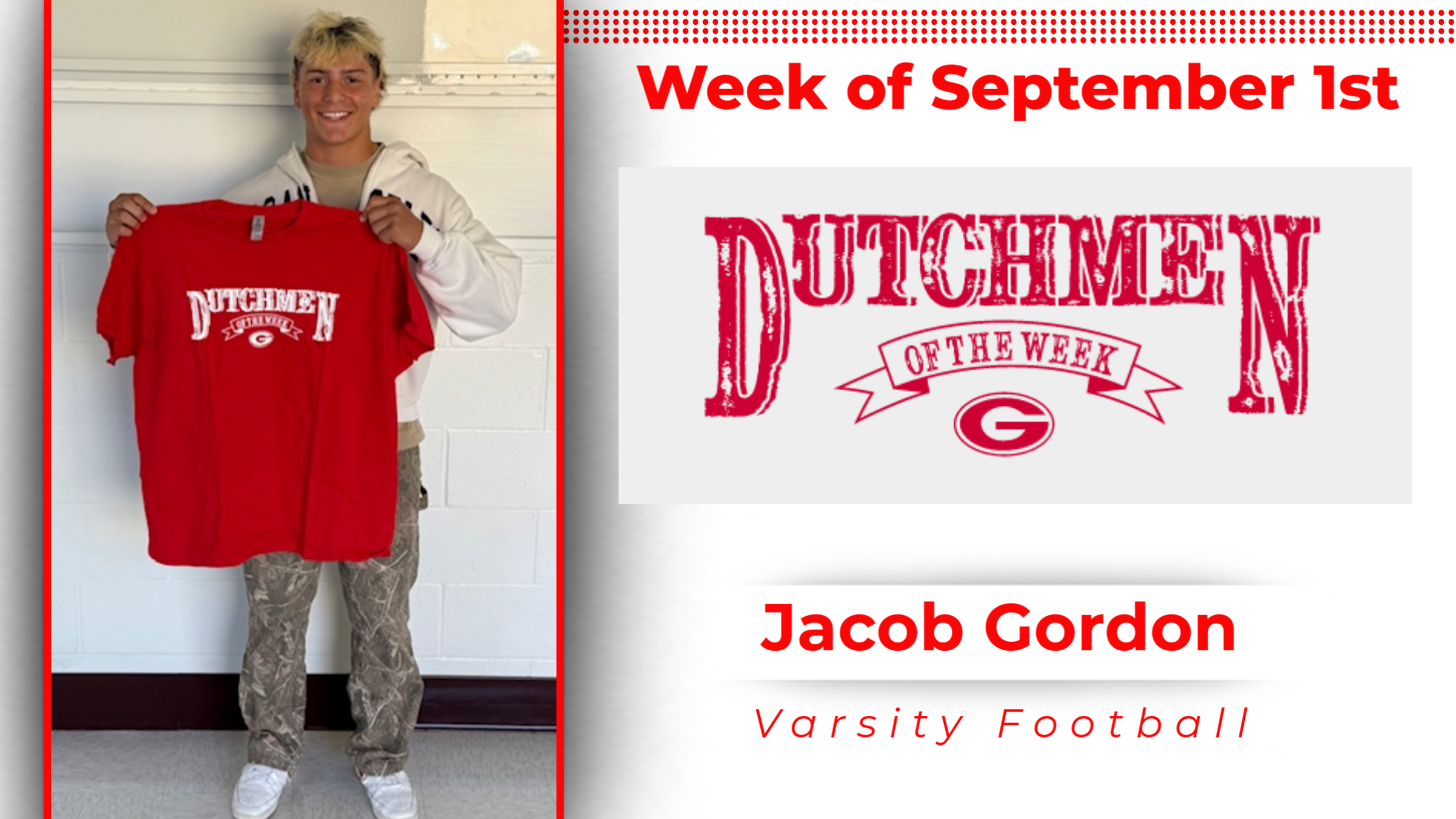 Gordon and Ralston named Dutchmen of the Week for Sept. 1 - Guilderland ...